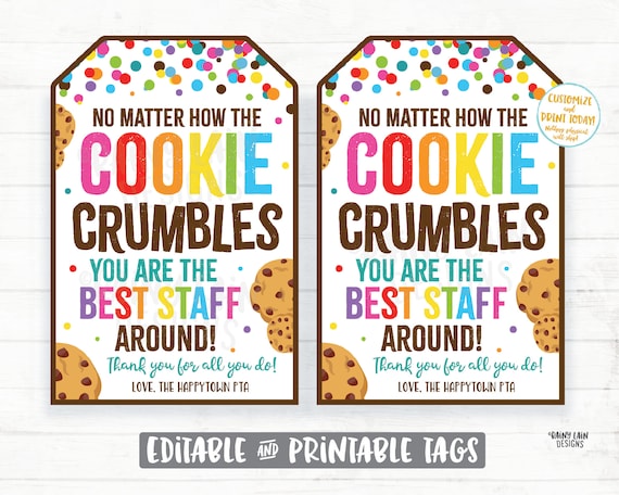 No Matter How the Cookie Crumbles Tag Best Staff Around Gift | Etsy