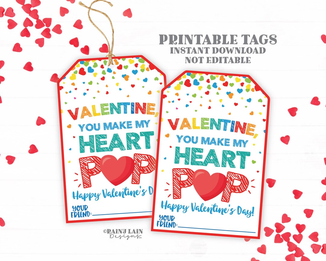 You Make My Heart Pop Valentine Pop Valentine Tag Lollipop, Popcorn ...