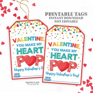 You Make My Heart Pop Valentine Pop Valentine Tag Lollipop, Popcorn ...