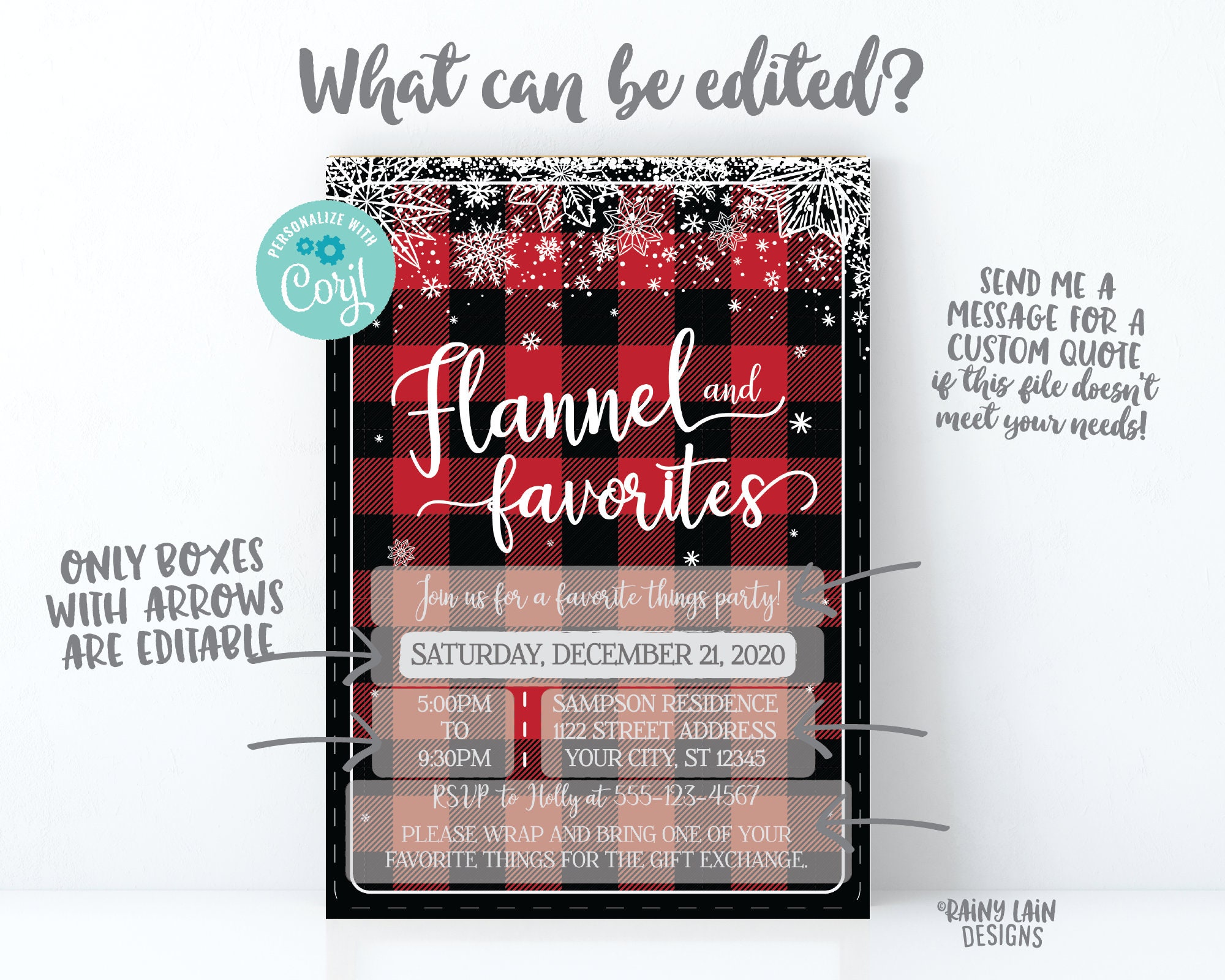 Flannel and Favorites Invitation Favorite Things Party Invite Flannel ...