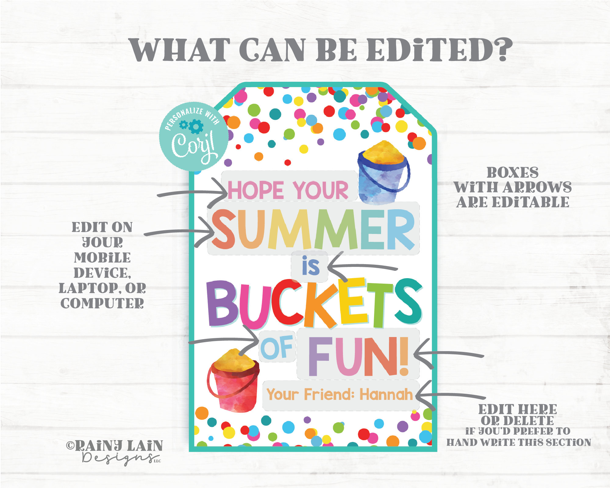 Summer is Buckets of Fun, End of School Year, Last Day Favor, From ...