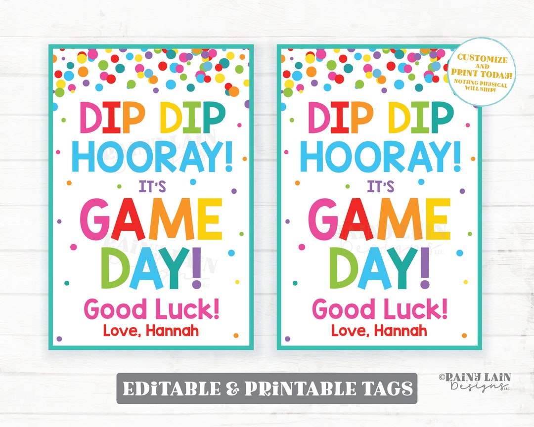 Dip Dip Hooray It's Game Day Tags Sport Gift Student Athlete Printable ...