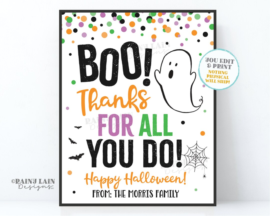 Boo Thanks for All You Do Sign Halloween Thank You Gift Lounge Room ...