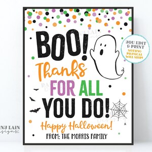 Boo Thanks for All You Do Sign Halloween Thank You Gift Lounge Room ...