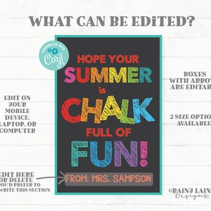 Chalk Full of Fun Tags Summer Gift End of School Year Favor Preschool ...