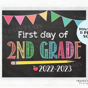 First Day of 2nd Grade Sign Girl Printable First Day of School - Etsy