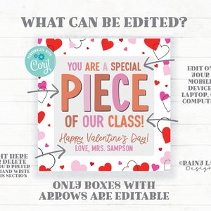 Special Piece Valentine, Editable Square Gift Tag, Puzzle, Building ...
