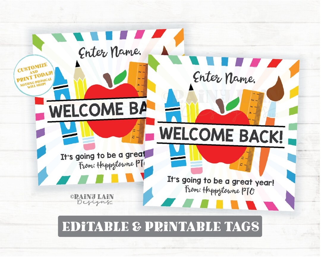 Welcome Back to School Gift Tag First Day of School Teacher Staff ...