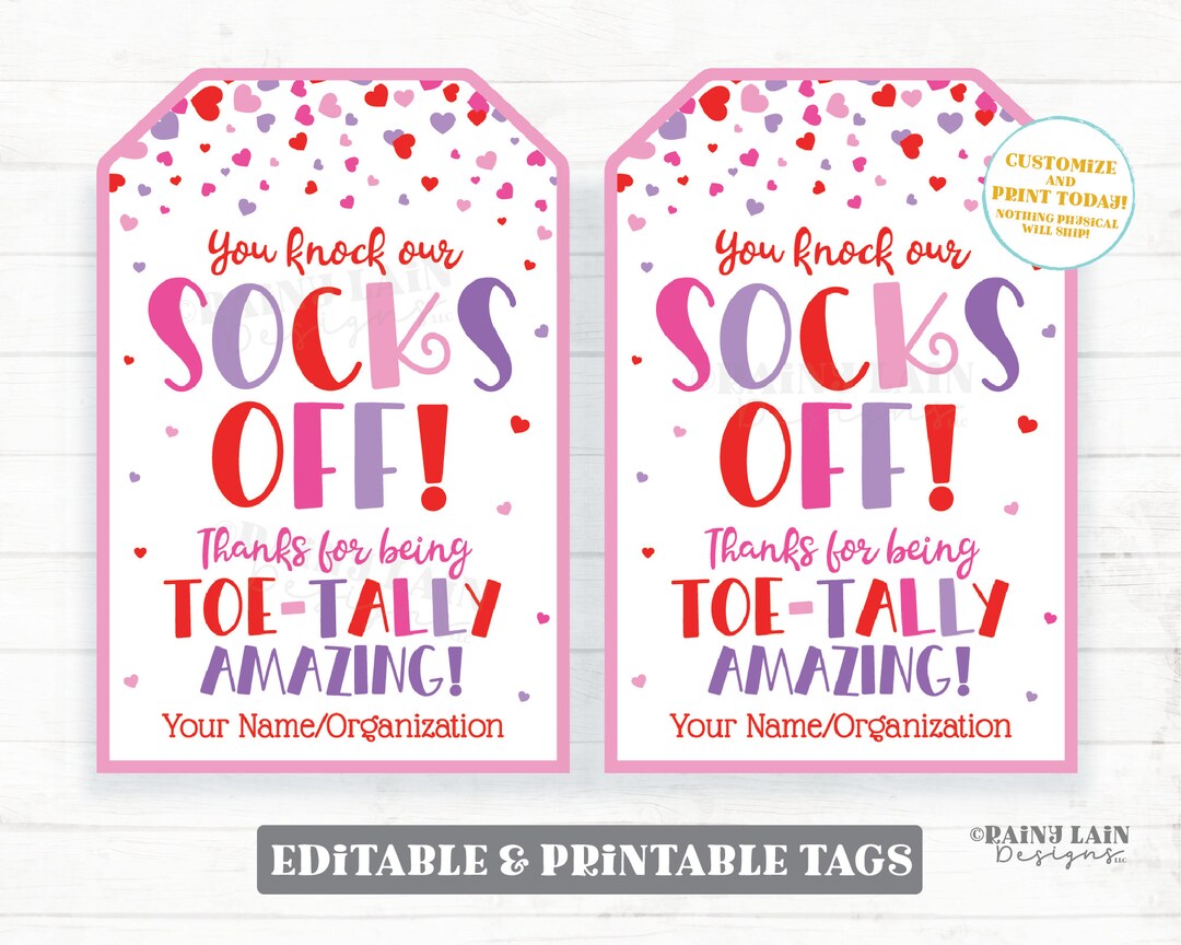 You Knock Our Socks off Valentine's Day Gift Tag, Toe-tally Amazing ...