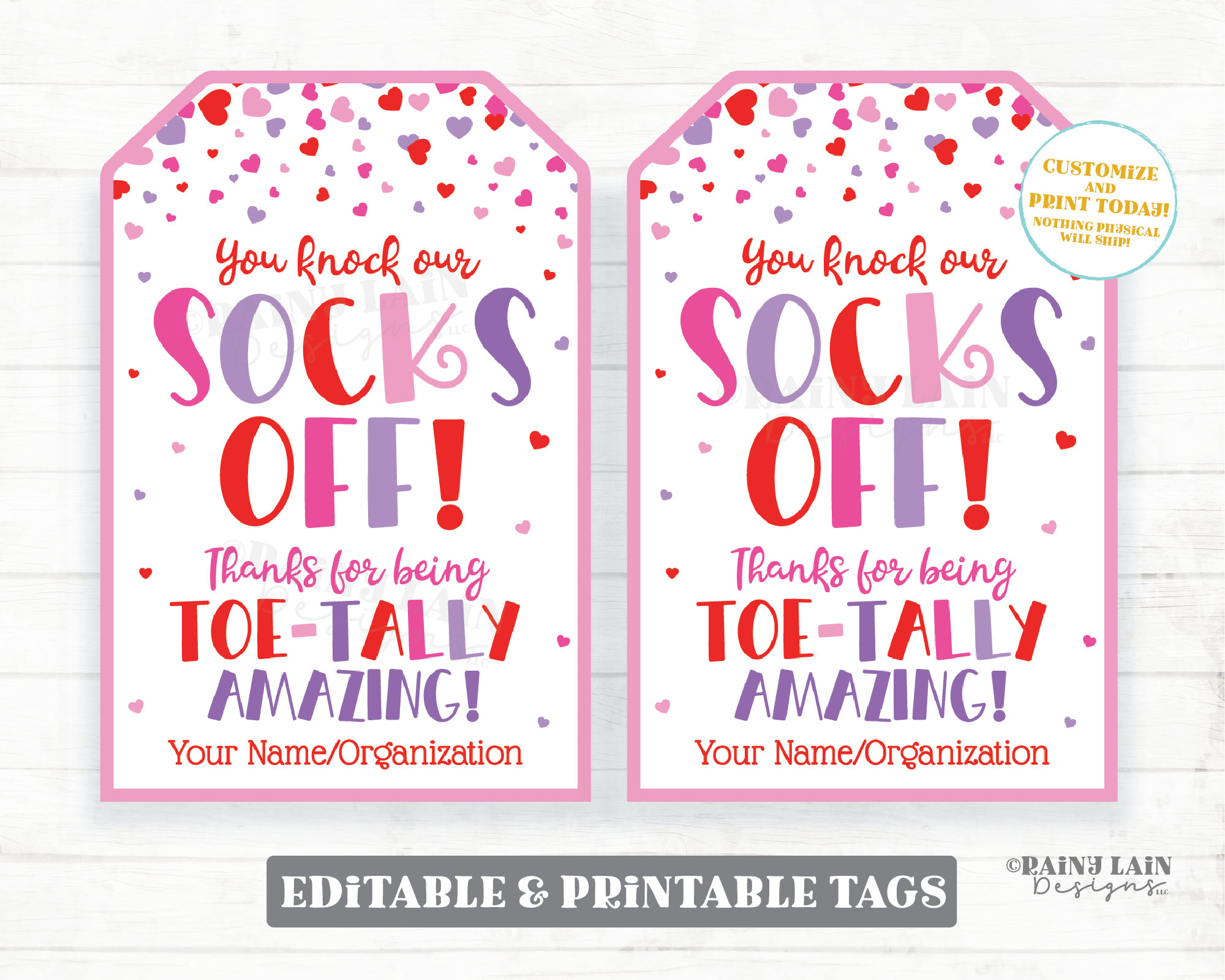 You Knock Our Socks off Valentine's Day Gift Tag, Toe-tally Amazing ...