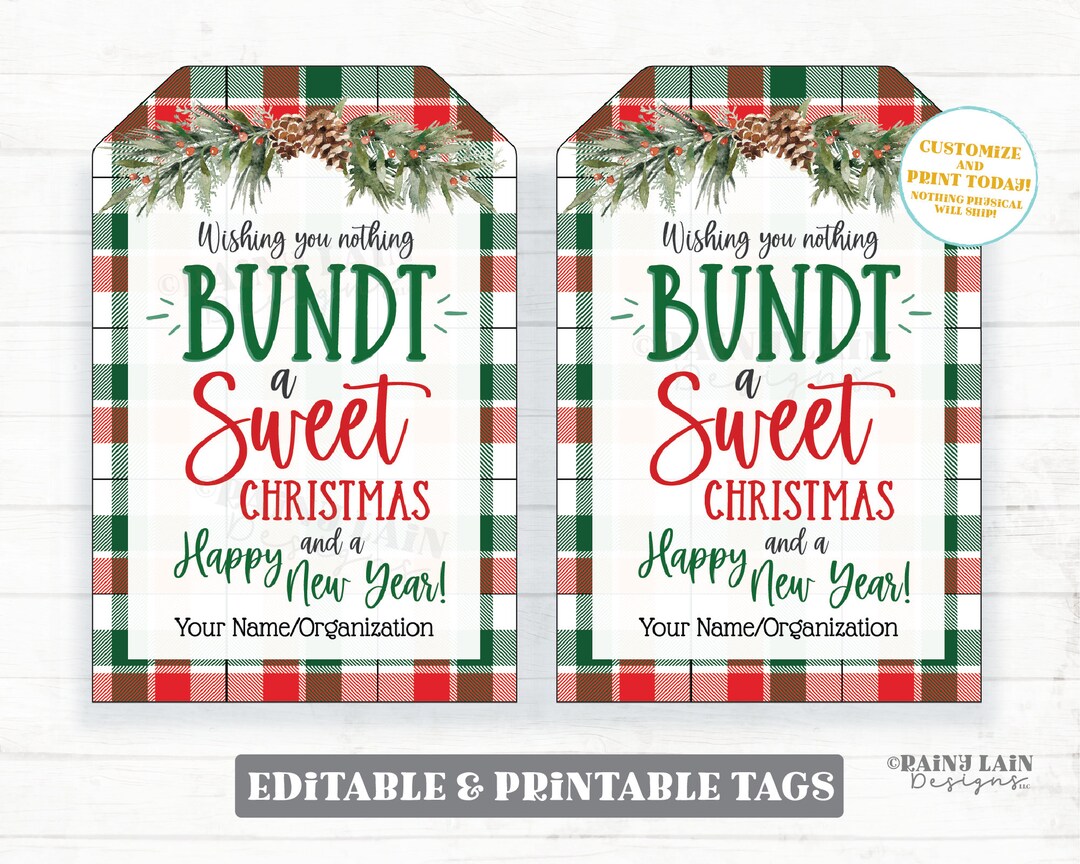 Bundt Cake Gift Tag Nothing Bundt a Sweet Christmas Holiday Bundt'ch ...