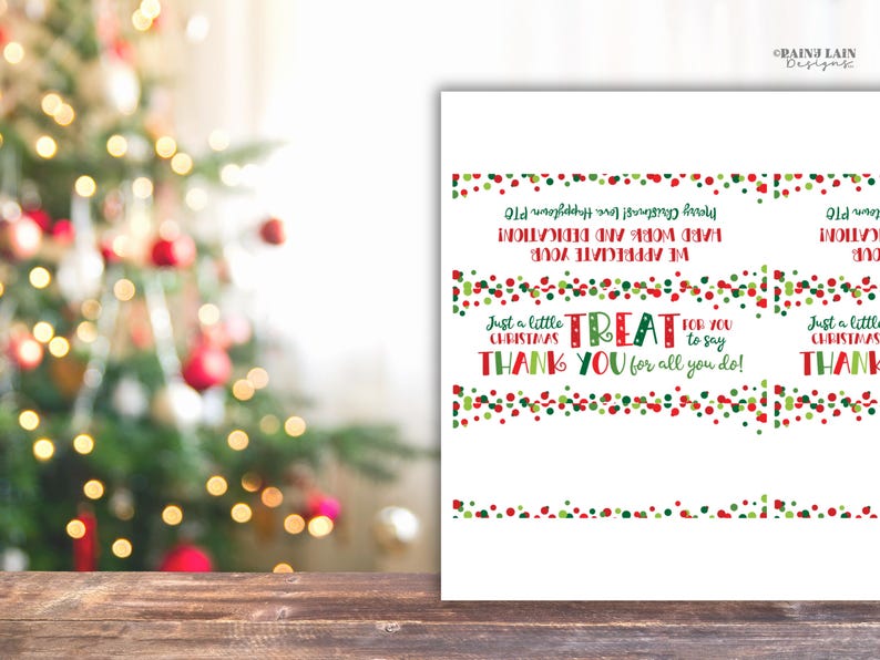 Christmas Treat Wrapper, Editable Holiday Candy Bar Appreciation ...