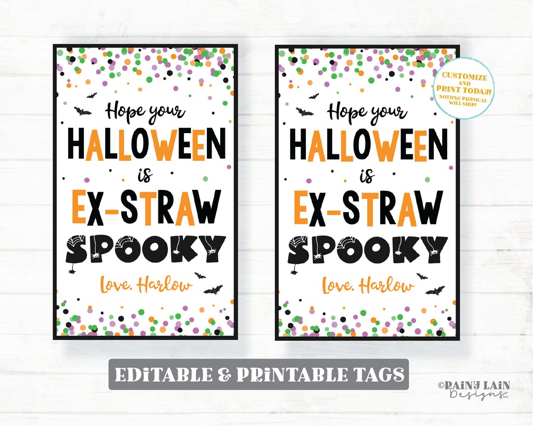 Hope Your Halloween is Ex-straw Spooky Straw Tag, Straw Party Favor ...