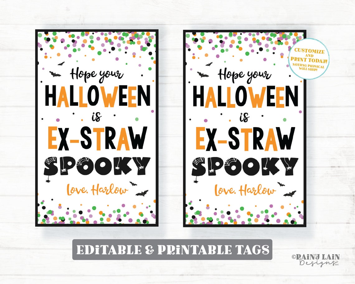 Hope Your Halloween is Ex-straw Spooky Straw Tag Straw Party - Etsy