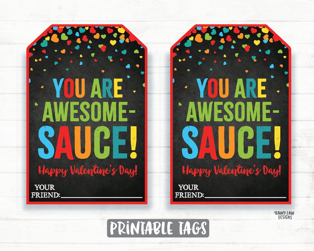 Applesauce Valentine Tags, Awesome Sauce Valentine, Apple Sauce ...