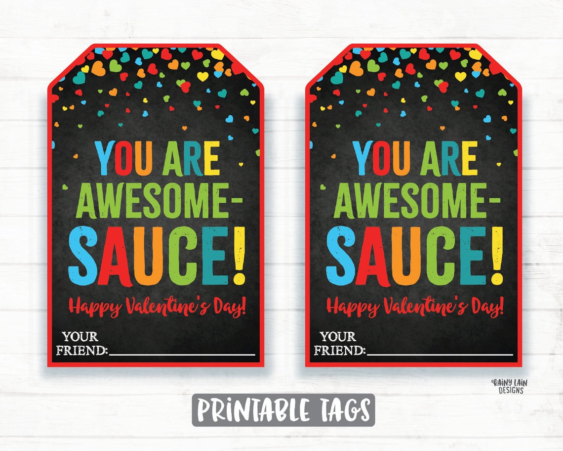 Applesauce Valentine Tags Awesome Sauce Valentine Apple - Etsy