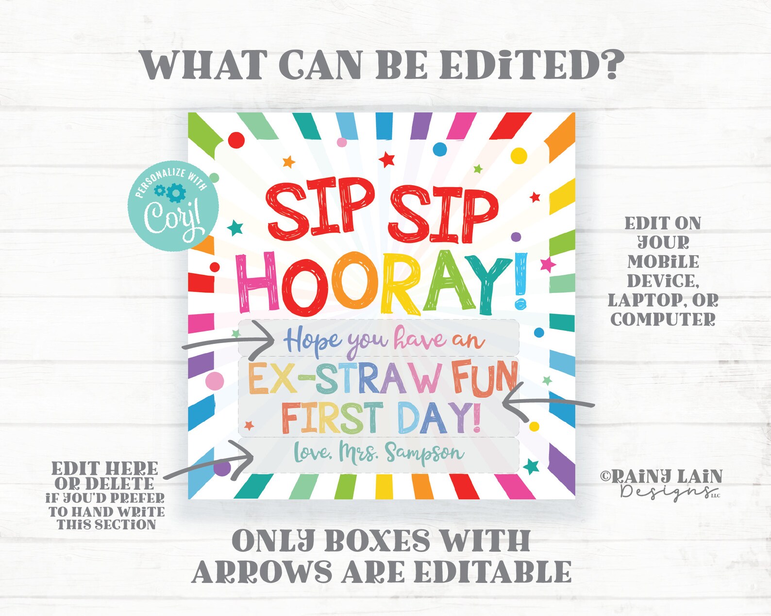 Sip Sip Hooray Ex-straw Fun First Day of School Back to School Straw ...