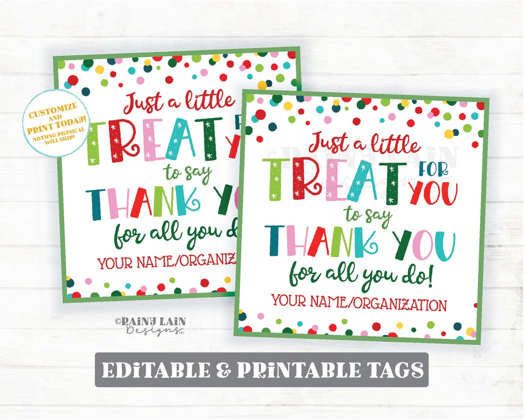 Christmas Treat Tag Sweets for You to Say Thank You for All You Do Gift ...