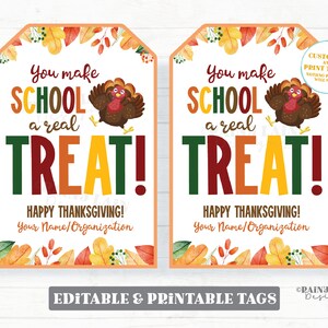 You Make School a Real Treat Tag Thanksgiving Gift Appreciation Sweet ...
