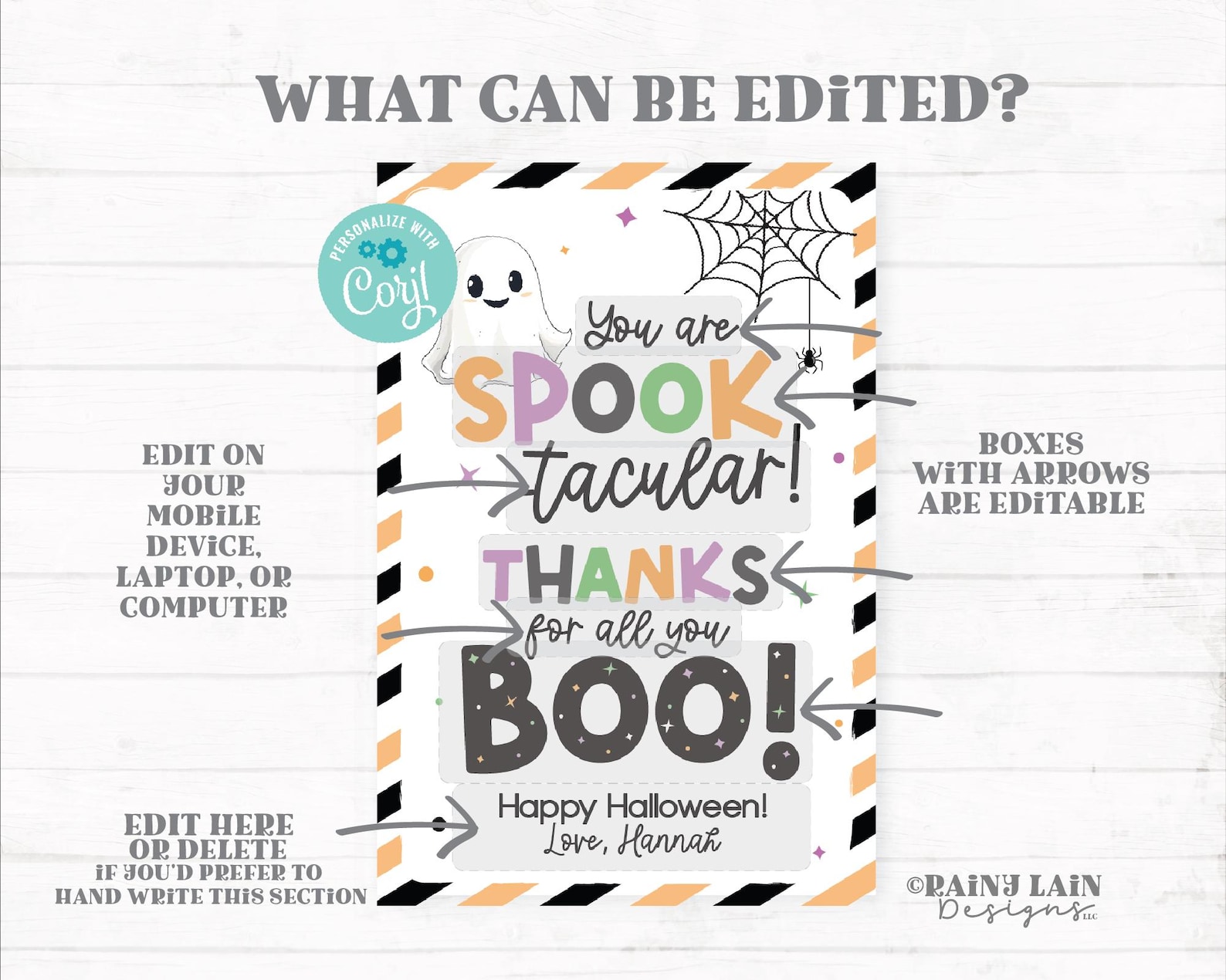 You Are Spooktacular Thanks for All You BOO, Editable Halloween Treat ...