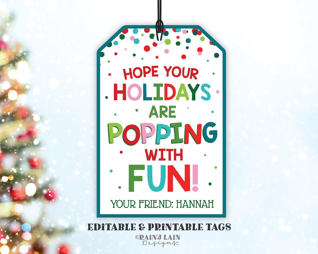 Holiday Pop Gift Tag Holidays Are Popping With Fun Tag Christmas Fidget ...
