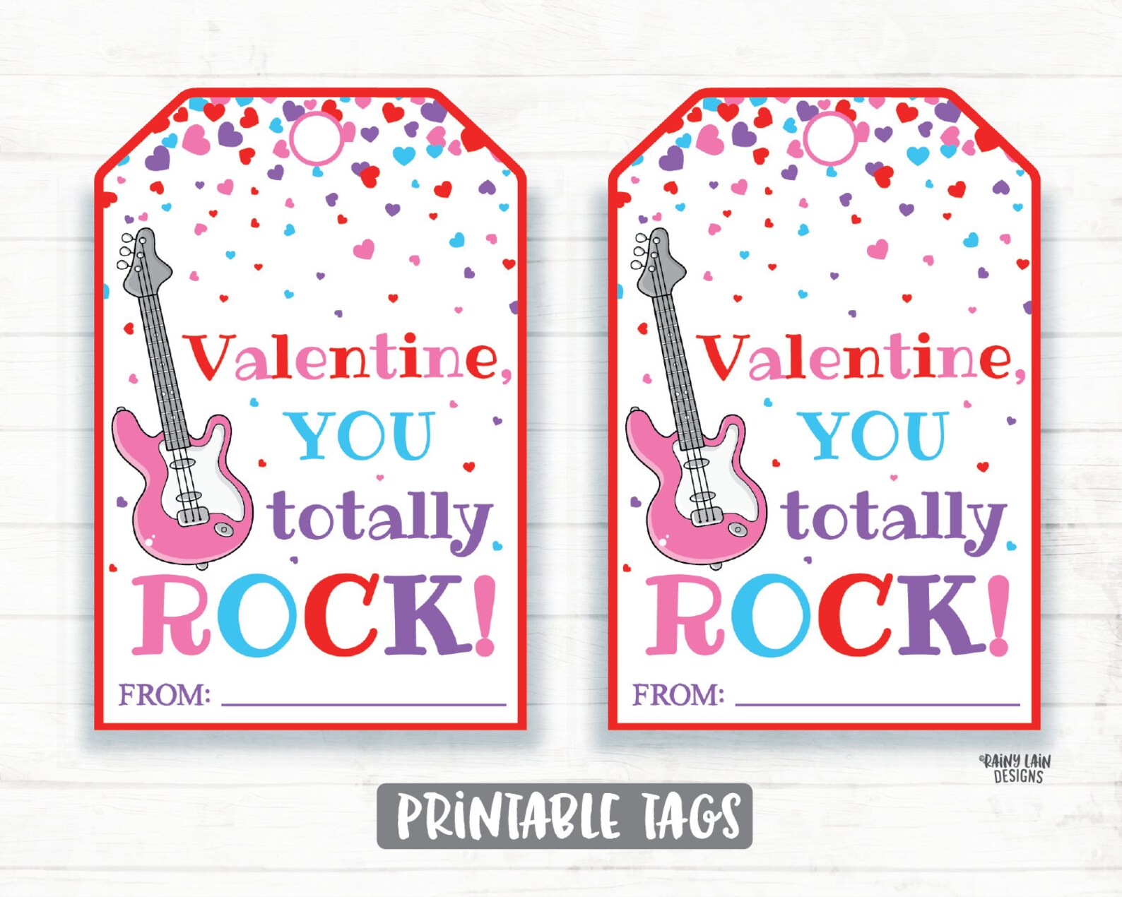 You Rock Valentine Rocks Guitar Pop Rock Painting Music | Etsy
