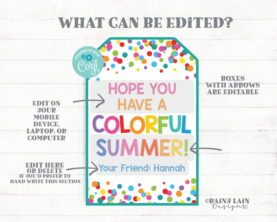 Colorful Summer Gift Tag, End of School Year, Crayons, Markers, Paint ...