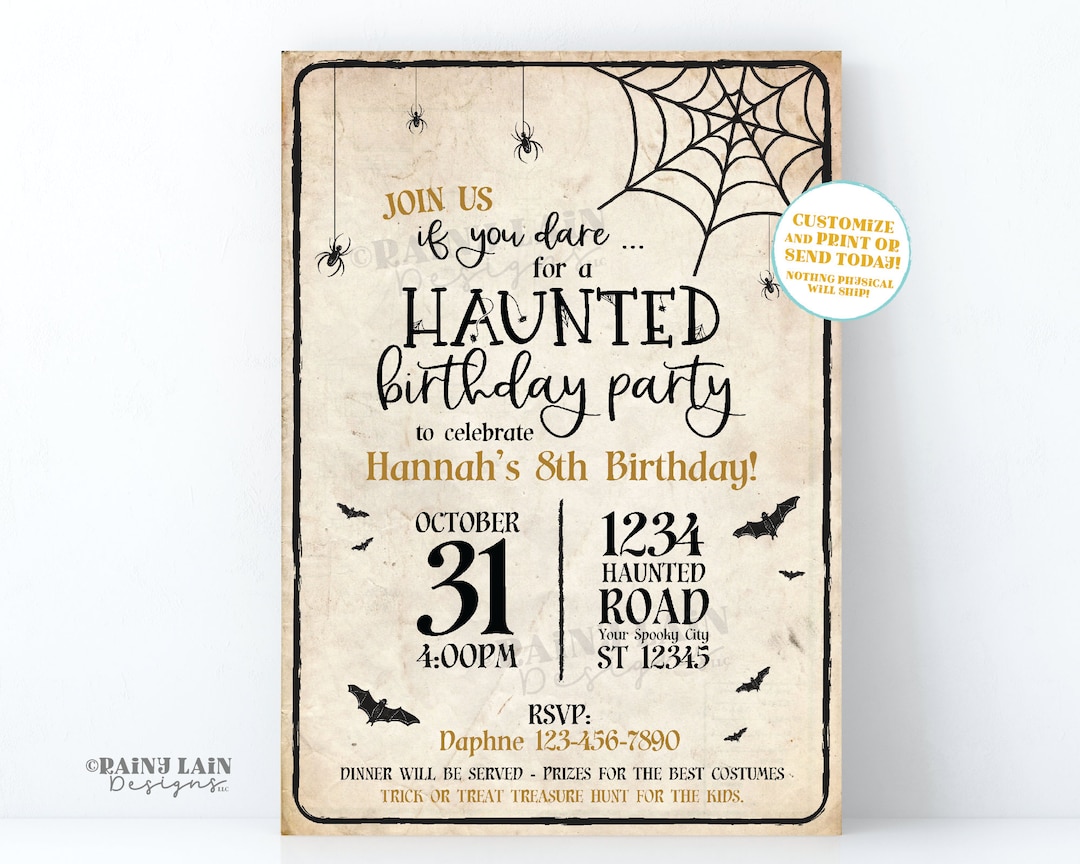 Halloween Birthday Party Invitation Haunted Birthday Invite Halloween ...