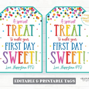Back to School Gift Tag Treat to Make Your First Day Sweet Welcome Back ...