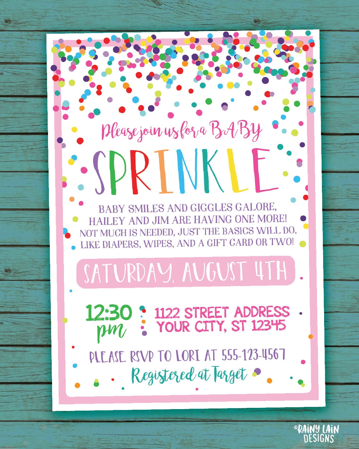 Rainbow Baby Sprinkle Invite Pink Baby Sprinkle Invite Girl | Etsy