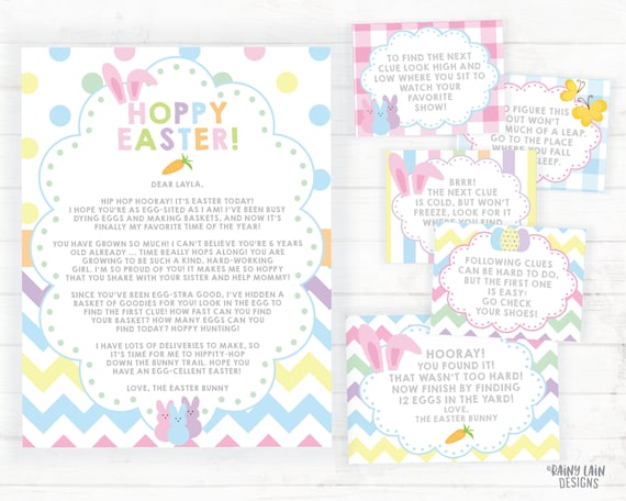 Easter Bunny Letter and Easter Scavenger Hunt Editable Letter | Etsy