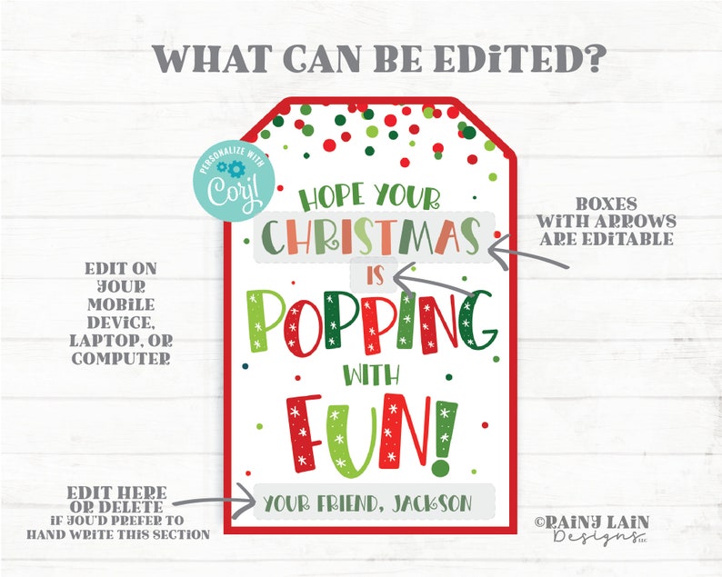 Christmas Pop Gift Tag Popping With Fun Poppin Holiday Fidget - Etsy