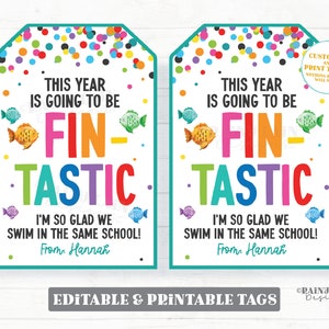 Fin-tastic School Year Tag, Editable, Back to School Goldfish Gift O ...