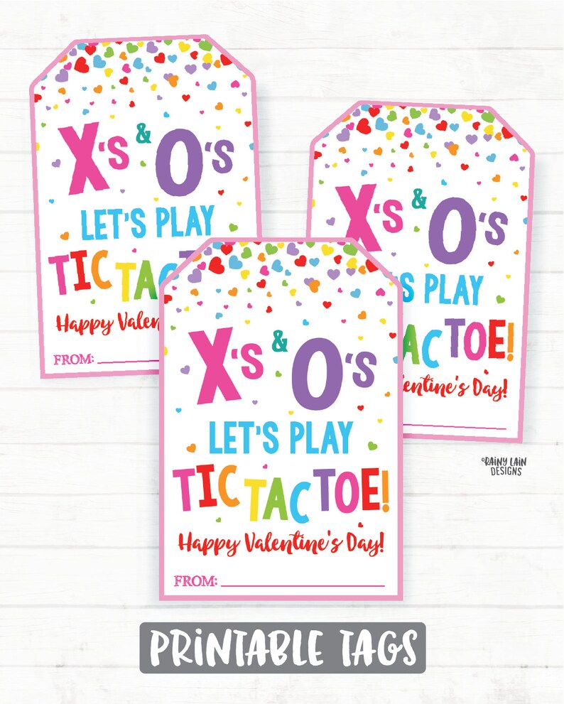Tic Tac Toe Valentine Tag Tic-tac-toe Valentine Xs and Os | Etsy