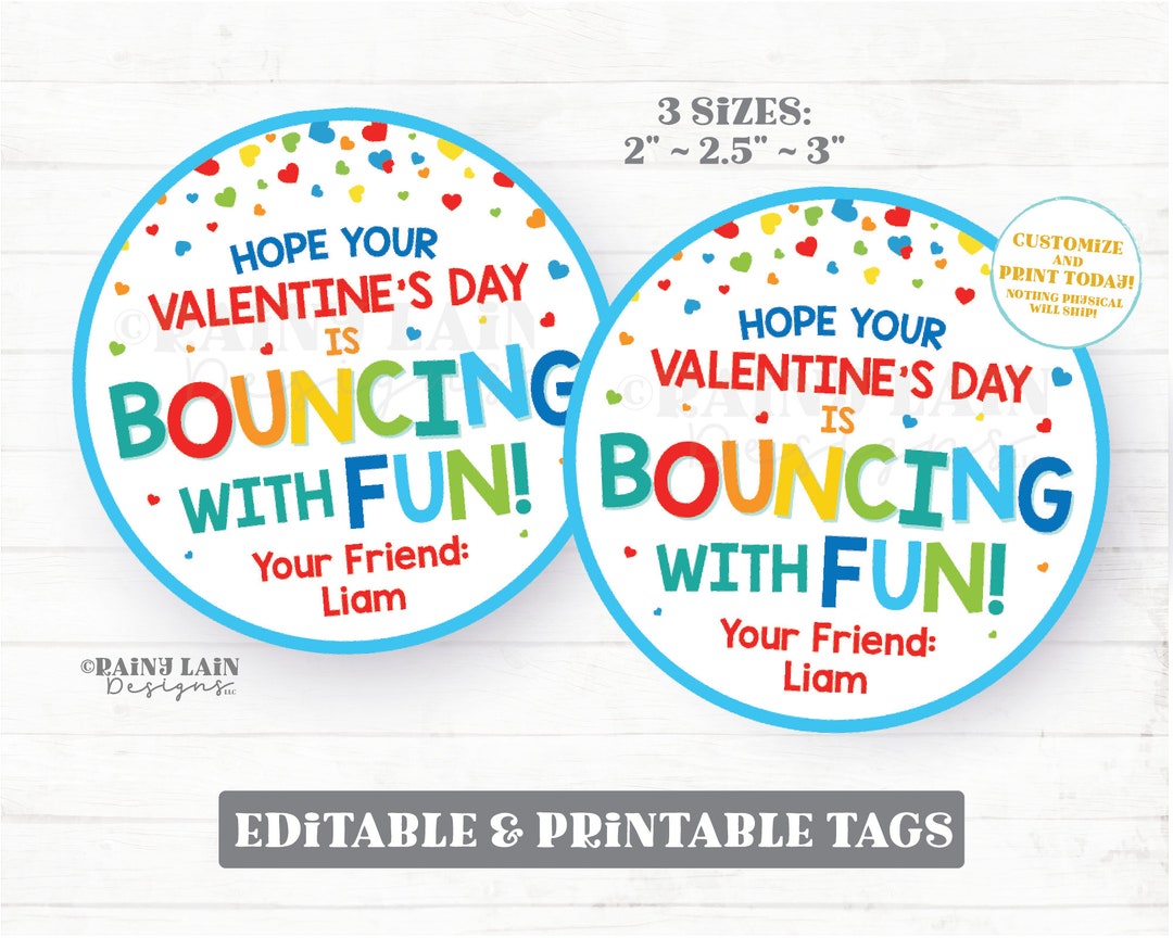 Bouncy Ball Valentine Tag, Bouncing With Fun, Bounce Valentine's Day ...