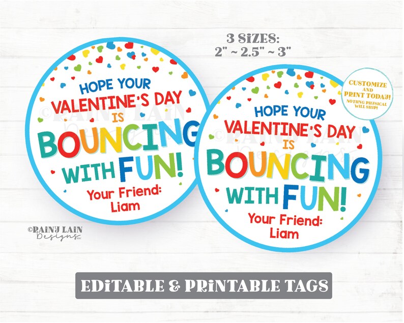 Bouncy Ball Valentine Tag, Bouncing With Fun, Bounce Valentine's Day ...