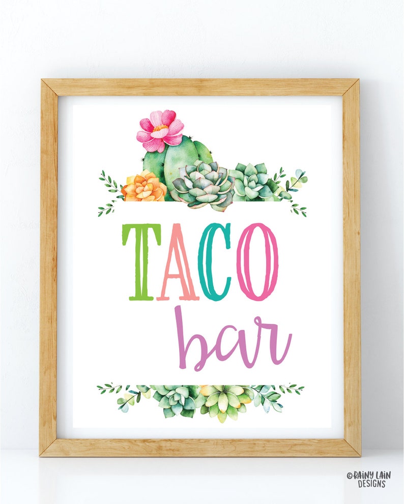 Taco Bar Sign Printable Fiesta Decorations Fiesta Decor - Etsy