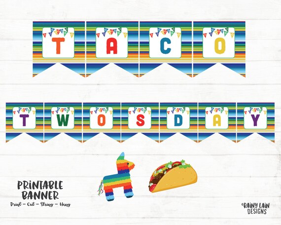 Taco Twosday Banner Taco Twosday Printable Banner Taco | Etsy