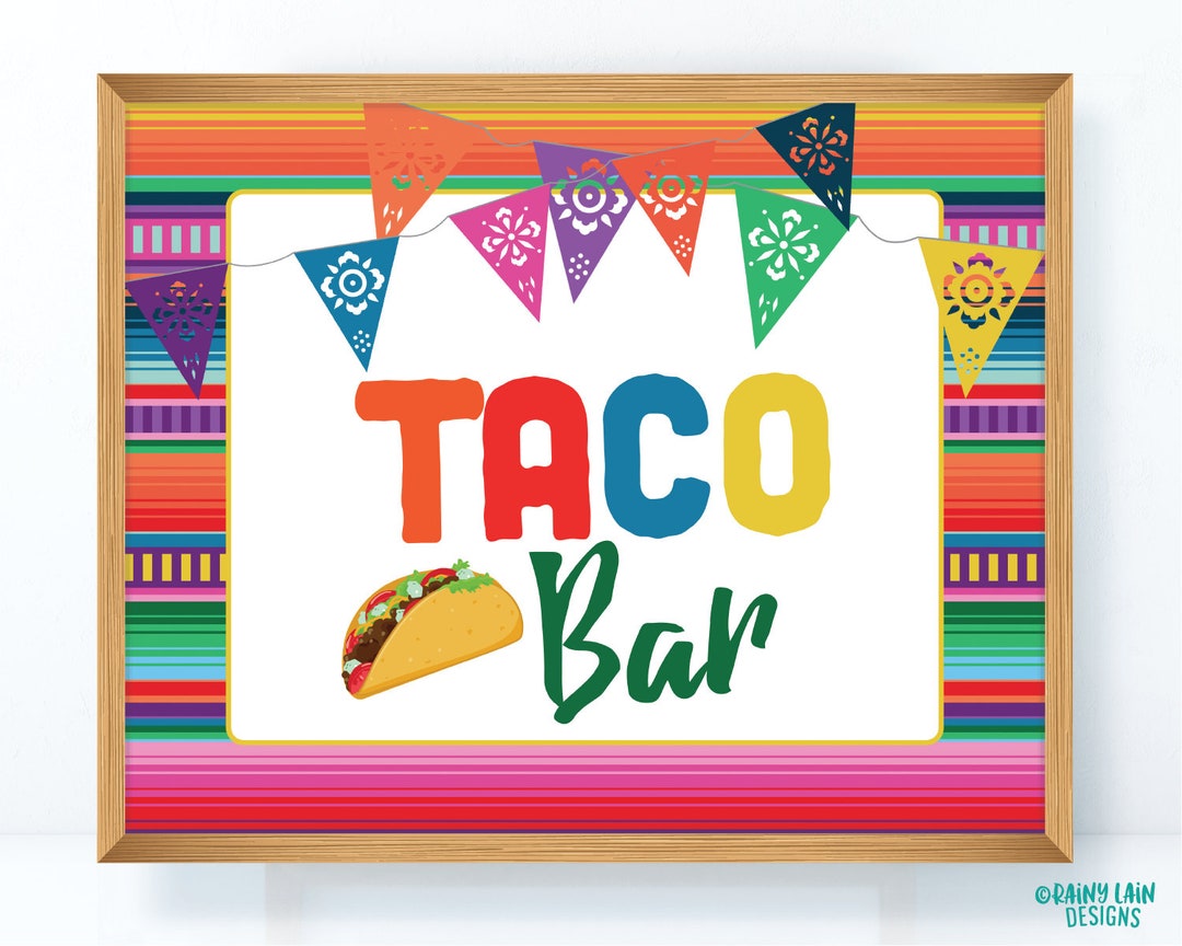 Taco Bar Sign, Printable Fiesta Sign, Taco Twosday Fiesta Decorations ...