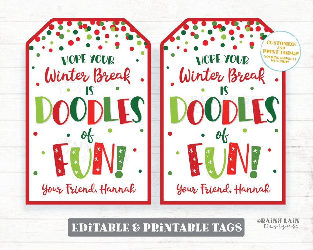 Doodles of Fun Tag Winter Break Gift Pencils Markers Sketch Pad ...