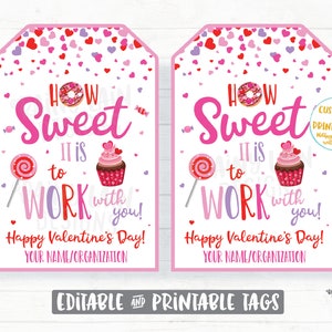 How Sweet It is to Work With You, Valentine's Day Gift Tag, Staff ...