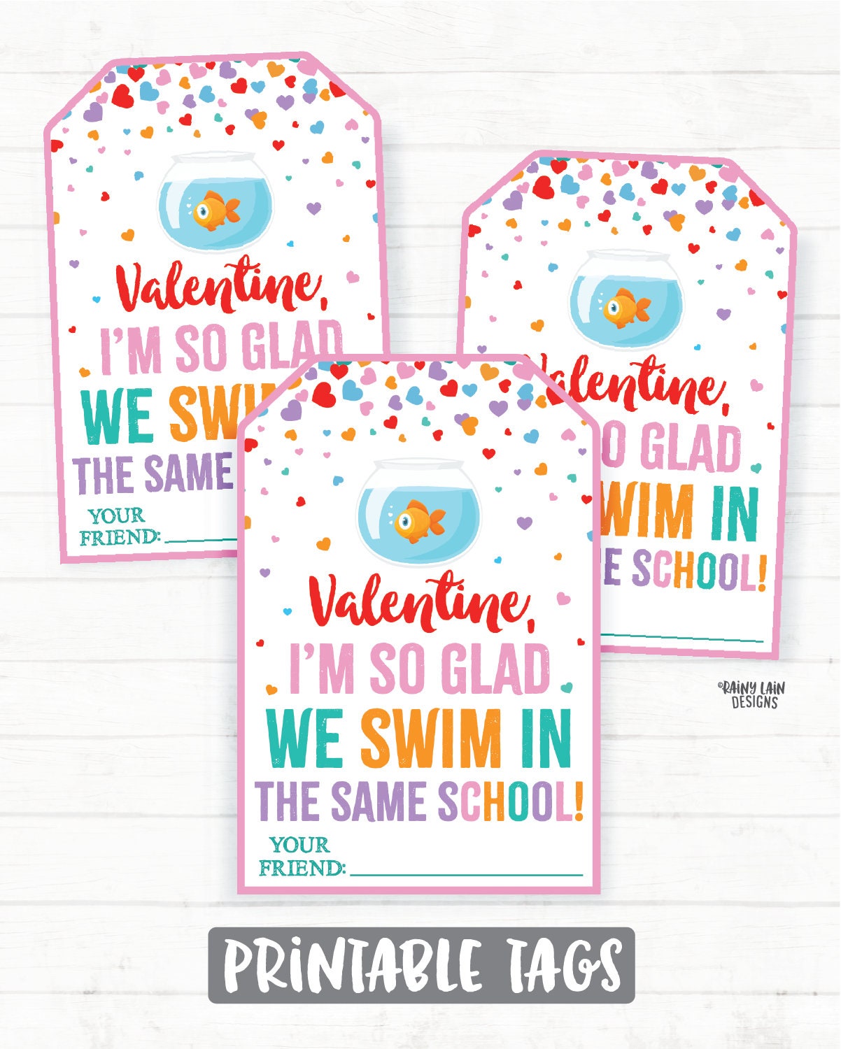 Goldfish Valentine, Swim in Same School Valentine, Fish Valentine ...