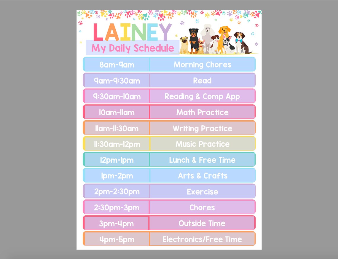 Printable Kids Schedule Puppy Chore Chart Editable Home - Etsy