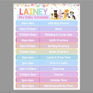 Printable Kids Schedule Puppy Chore Chart, Editable Home School ...