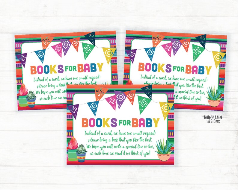 Baby Shower Fiesta Books for Baby Cards, Books for Baby Inserts, Fiesta ...