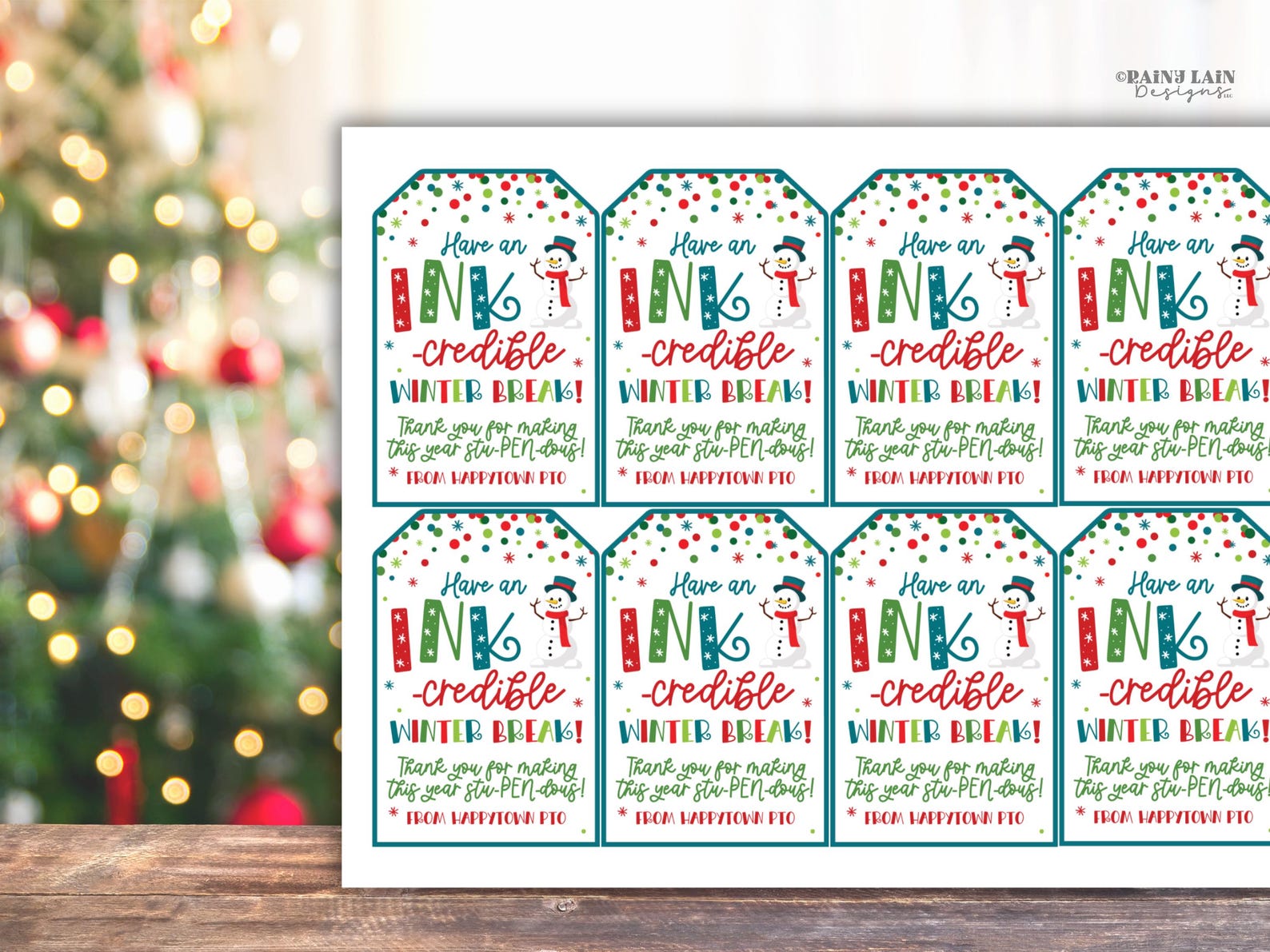 Teacher Gift Pen, Winter Break Classroom Gift Tag, Editable in Canva - Etsy