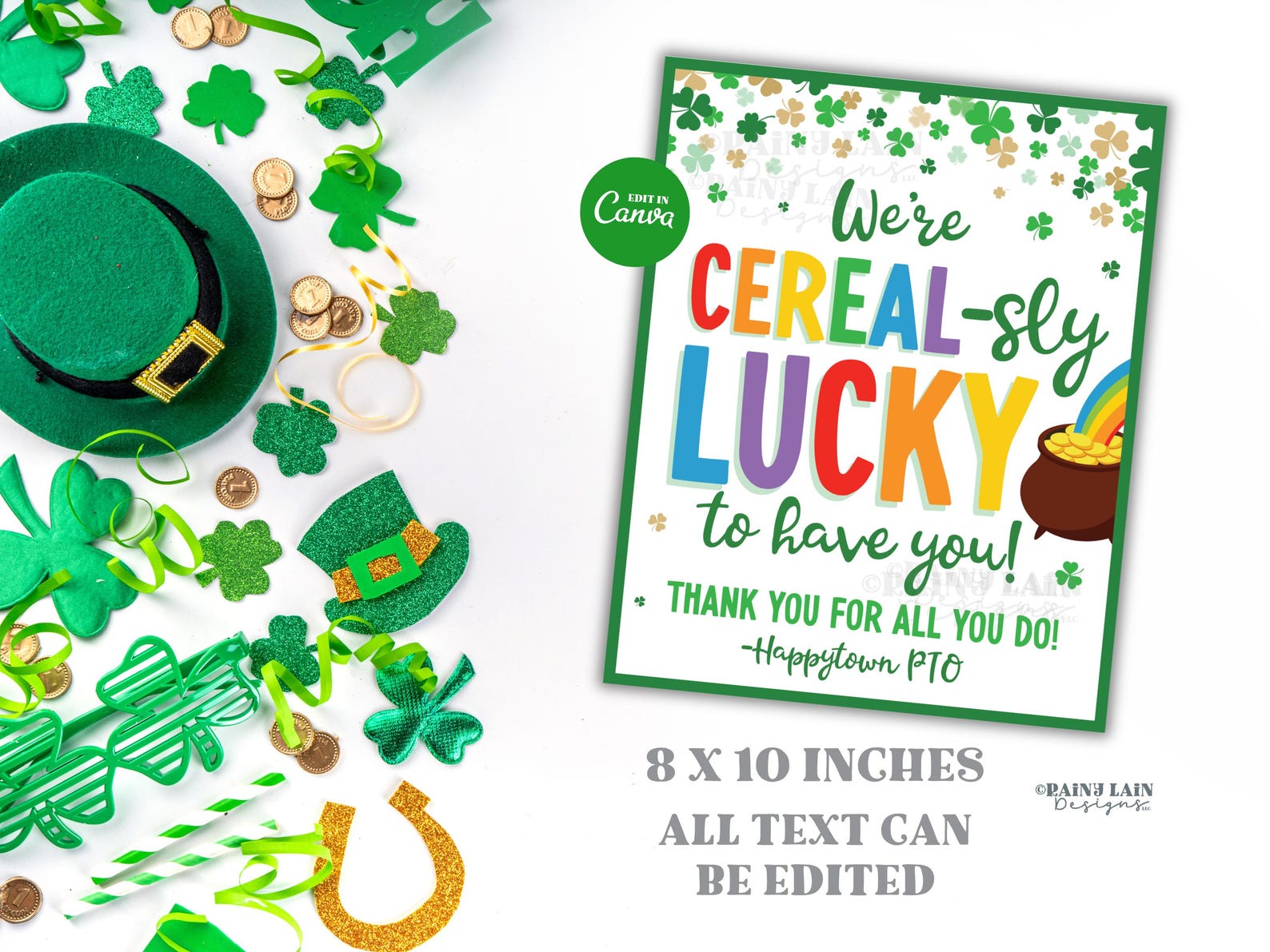 St Patrick's Day 'cereal-sly Lucky' Sign, Teacher/staff Appreciation ...