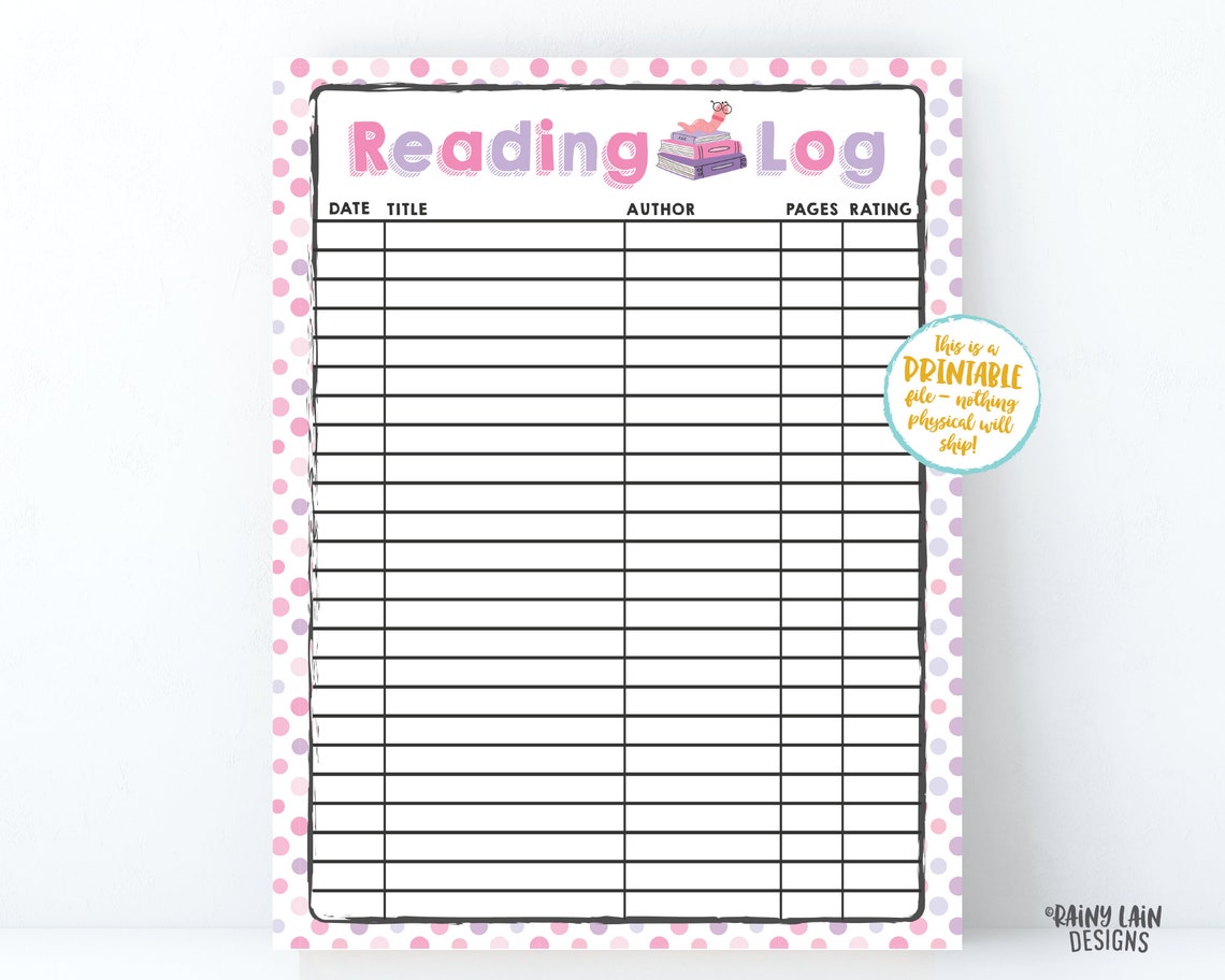 Reading Log Printable Reading Log for Kids Spring Reading | Etsy