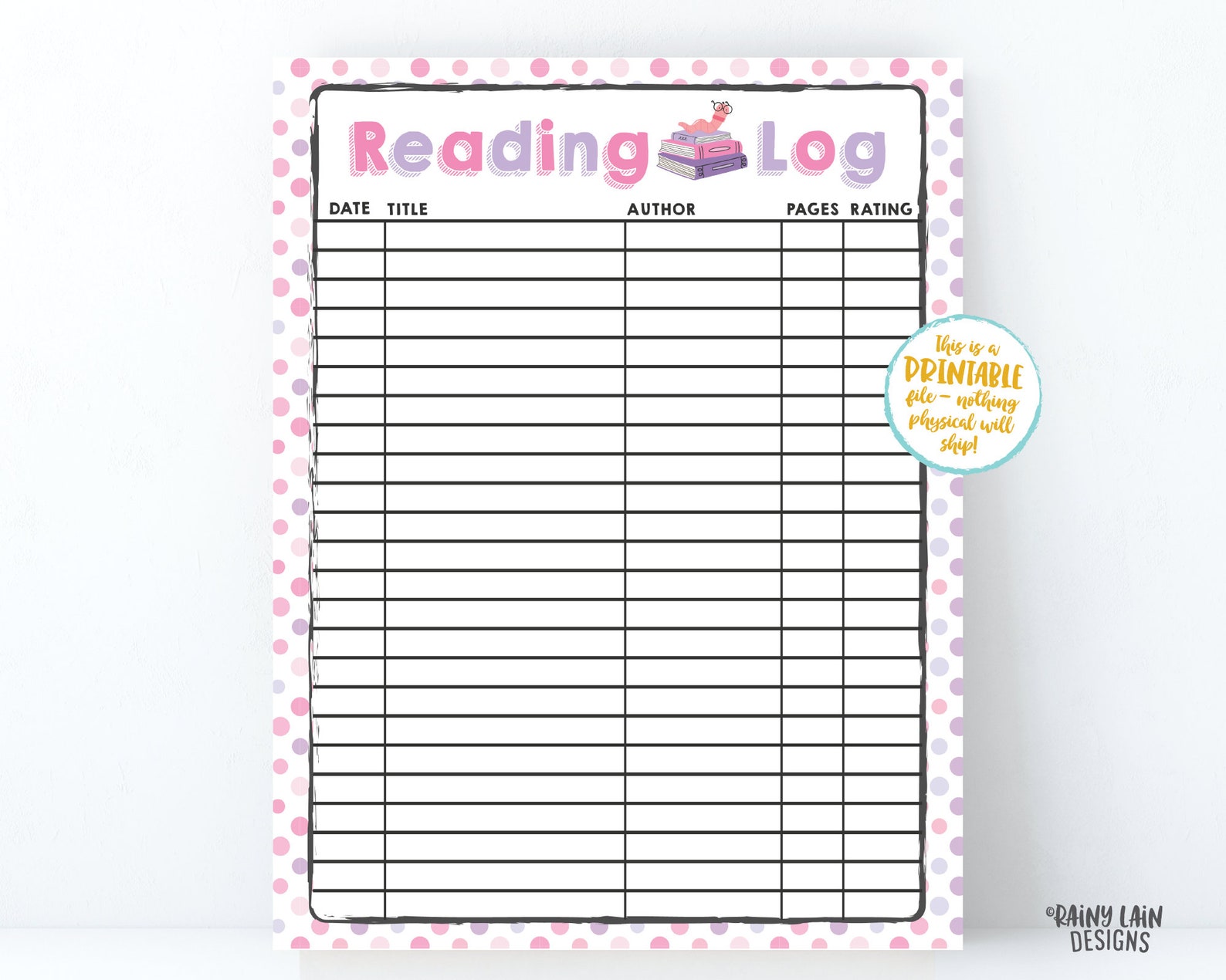 Reading Log Printable Reading Log for Kids Spring Reading | Etsy