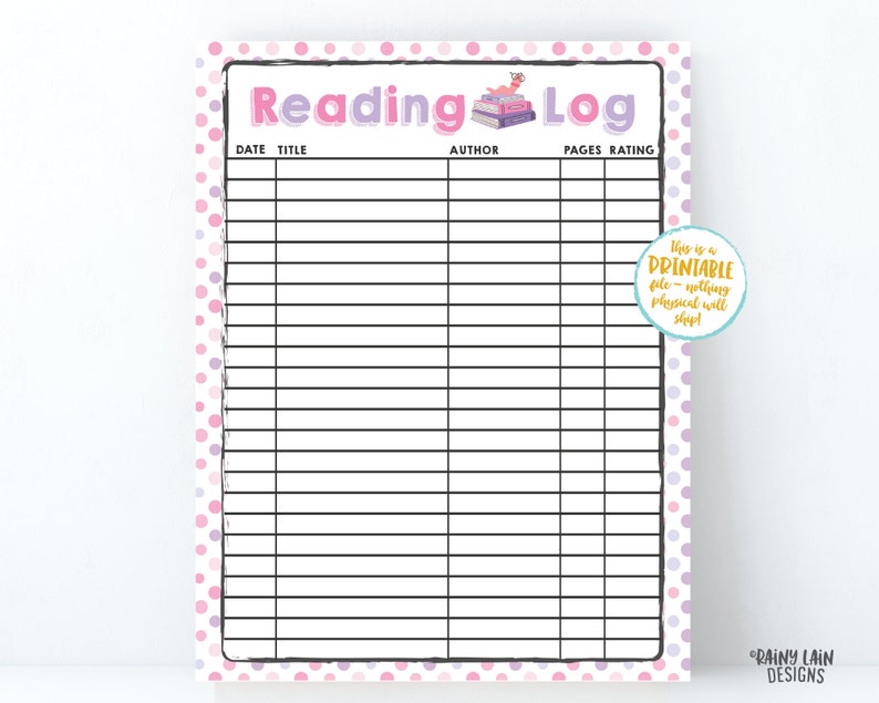 Reading Log Printable Reading Log for Kids, Spring Reading Log, Summer ...